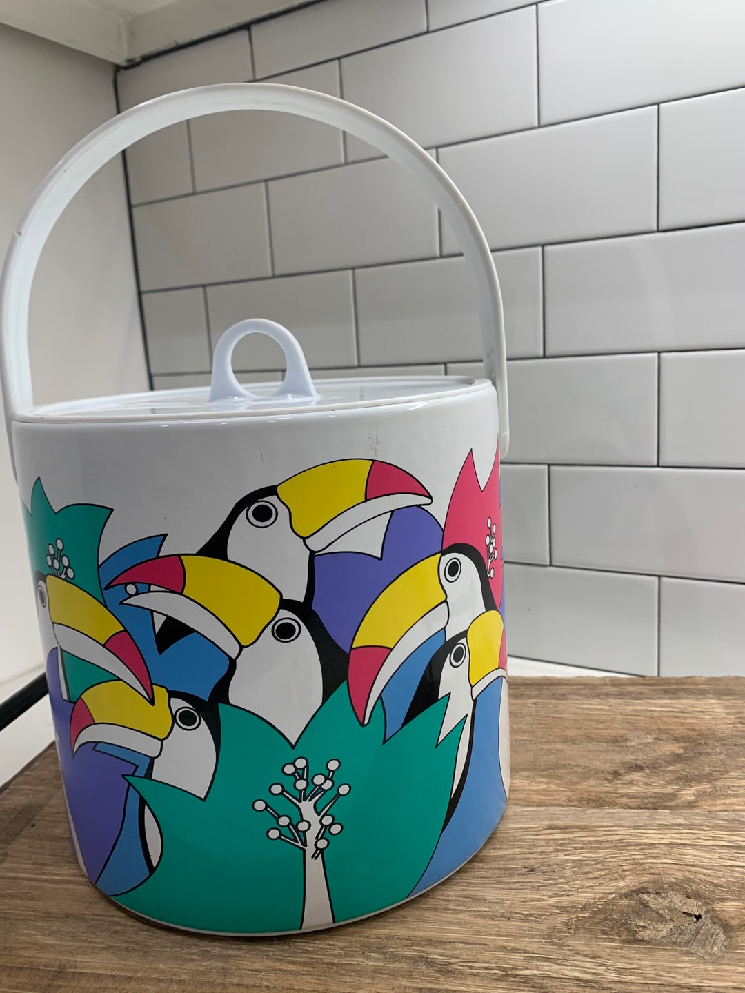 1980s Retro Parrot Bright Colors Ice Bucket - Etsy