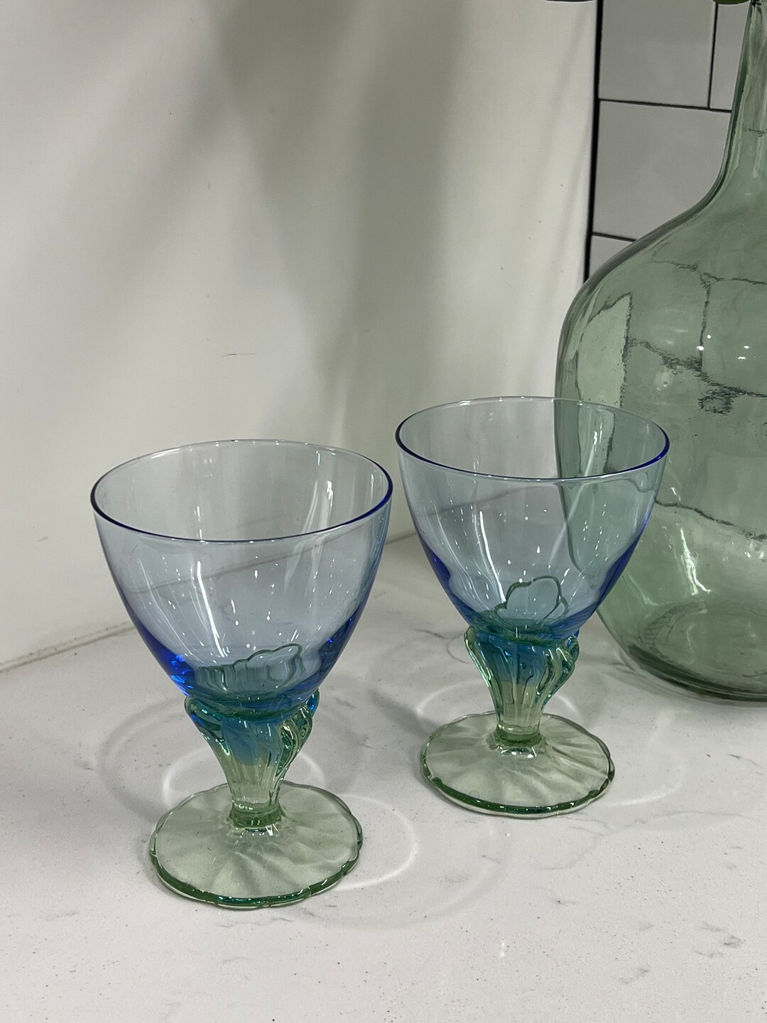 Bormioli Rocco Bahia Blue and Green Art Nouveau Style Ombre - Etsy