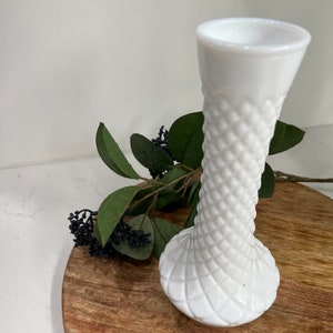 Hoosier & Randall Quilted Vintage Milk Glass Bud Vase - Etsy