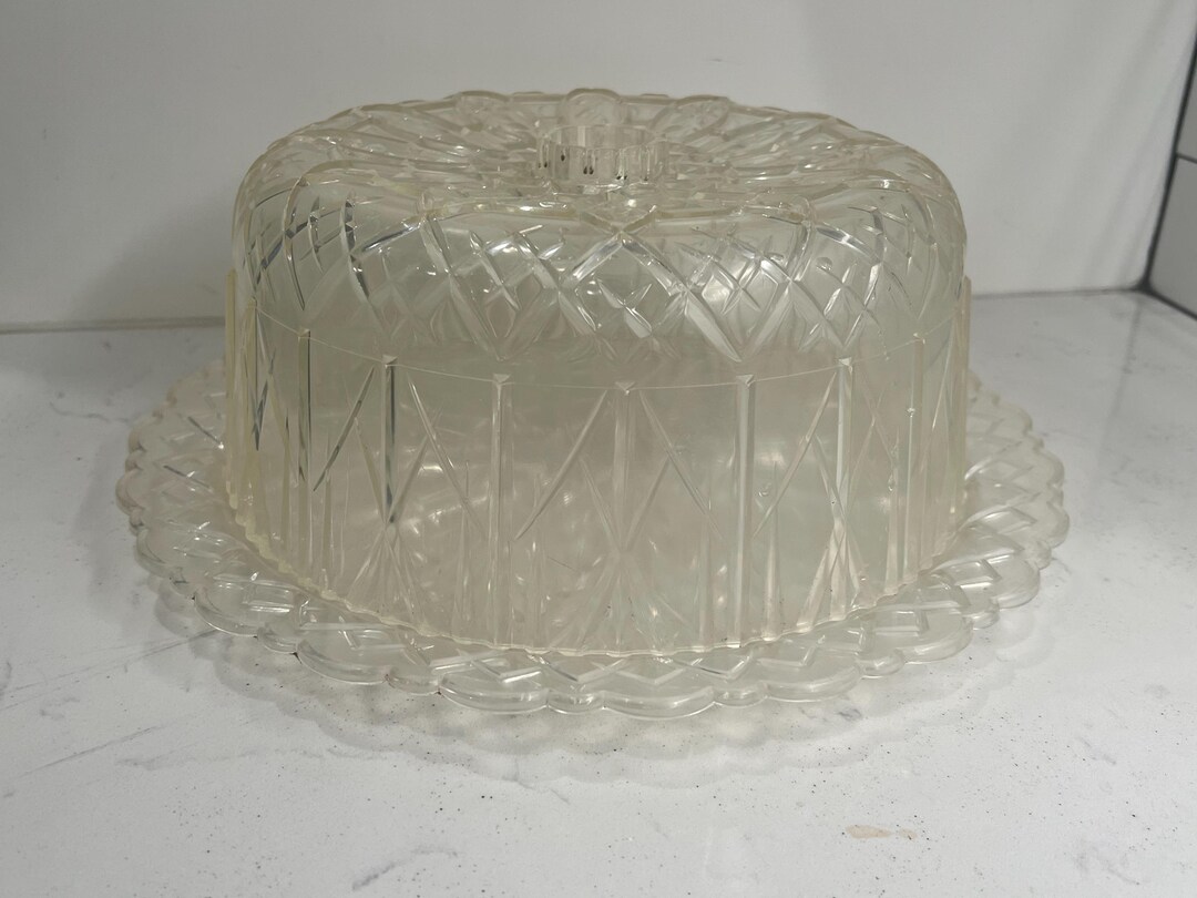 Vintage Acrylic Lucite Cake Plate & Lid Cover | Retro Bakery - Etsy
