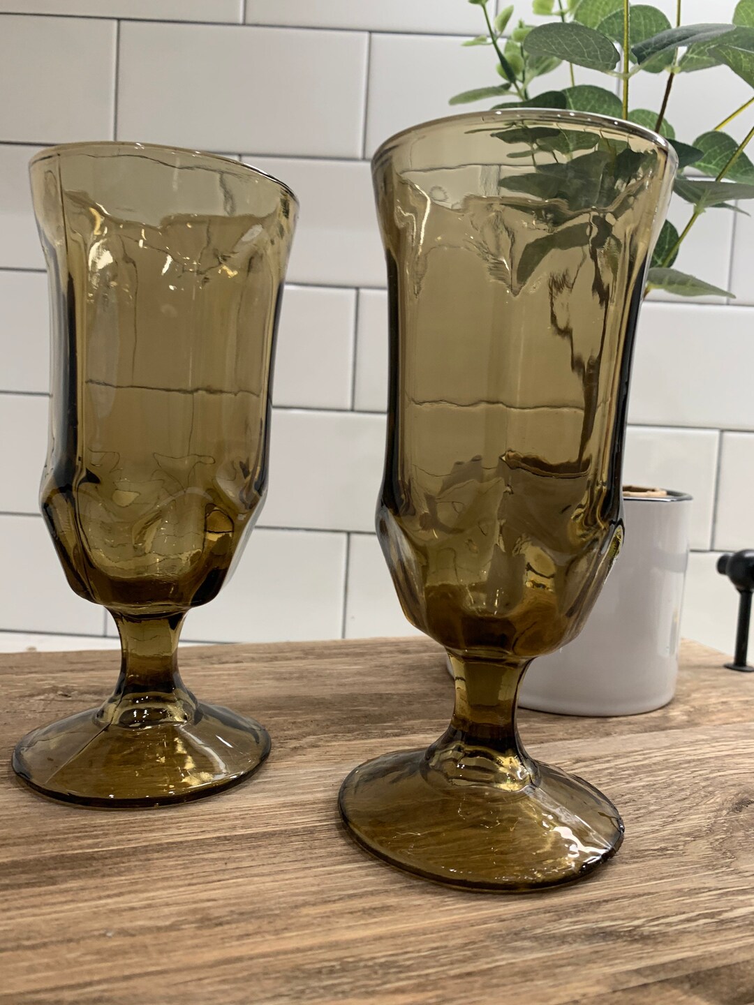 Vintage Brown 4 Panel Parfait Glasses duz Promotional Glasses. Sold ...