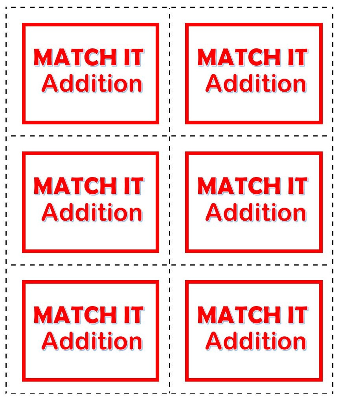 Matching Game Printable 100 Addition Flashcards Memorize | Etsy