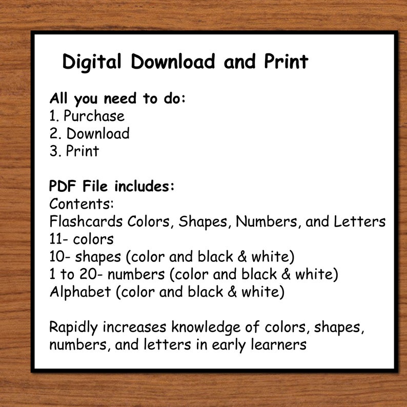 Preschool Flashcards Printable | Colors, Shapes, Numbers 1–20, Alphabet ...