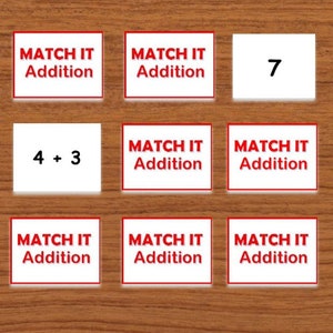 Matching Game Printable, 100 Addition Flashcards, Memorize Calculations ...