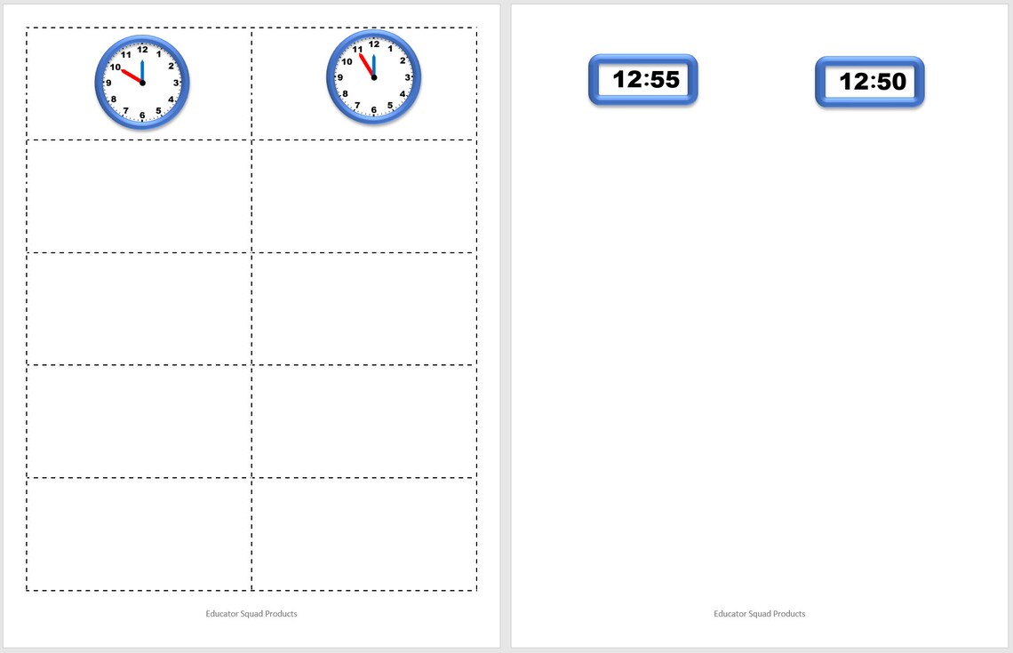 Telling Time Flashcards Printable - Etsy Canada