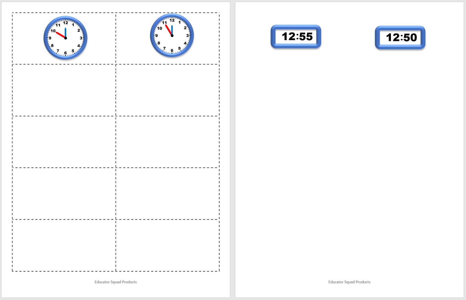 Telling Time Flashcards Printable - Etsy Canada