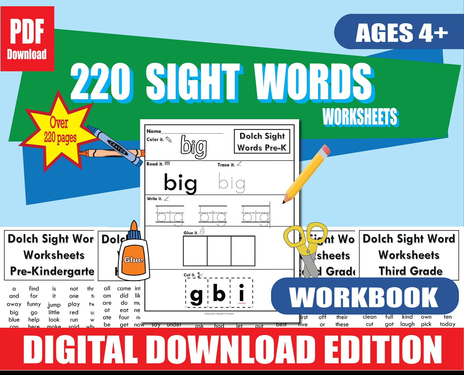 220 Sight Words Must Know Worksheets Preschool Printable 220 - Etsy Denmark