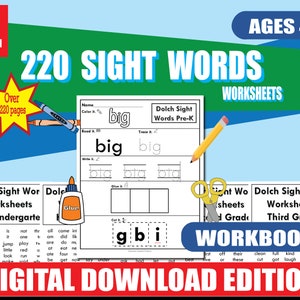 220 Dolch Sight Word Worksheets | Printable PDF | Pre-k to 3rd Grade ...