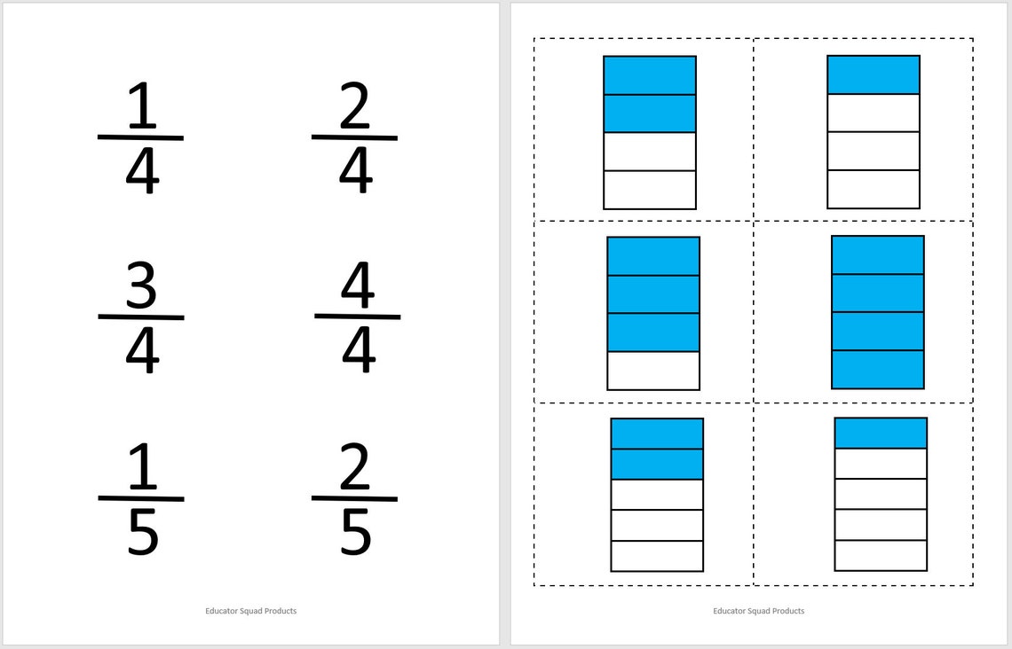Fraction Flashcards Printable - Etsy