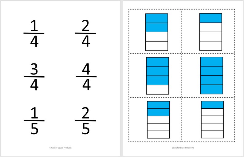 Fraction Flashcards Printable - Etsy