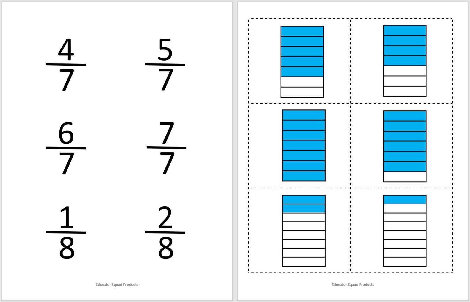Fraction Flashcards Printable - Etsy