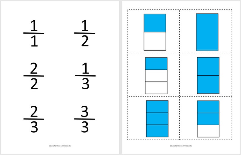 Fraction Flashcards Printable - Etsy