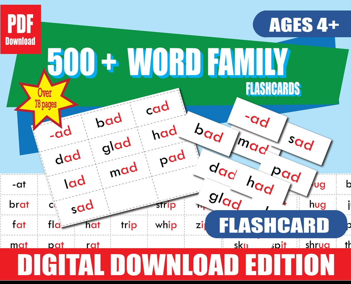 500+ Word Family Flashcards | Printable Phonics & Sight Words | 78 ...