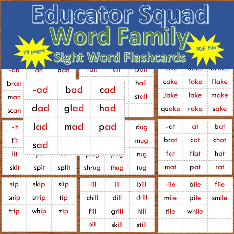 500+ Word Family Flashcards | Printable Phonics & Sight Words | 78 ...