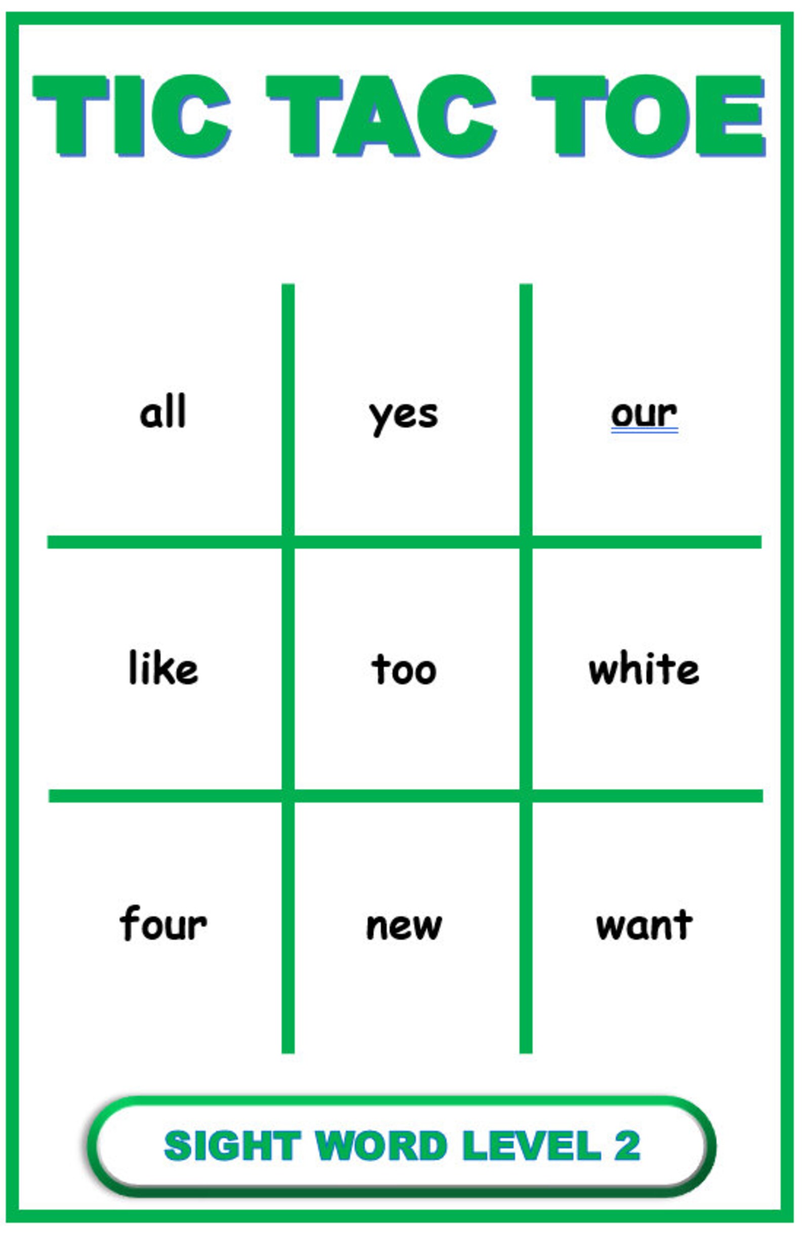 220 Sight Word Tic Tac Toe Game | Printable PDF | Dolch Words Levels 1 ...