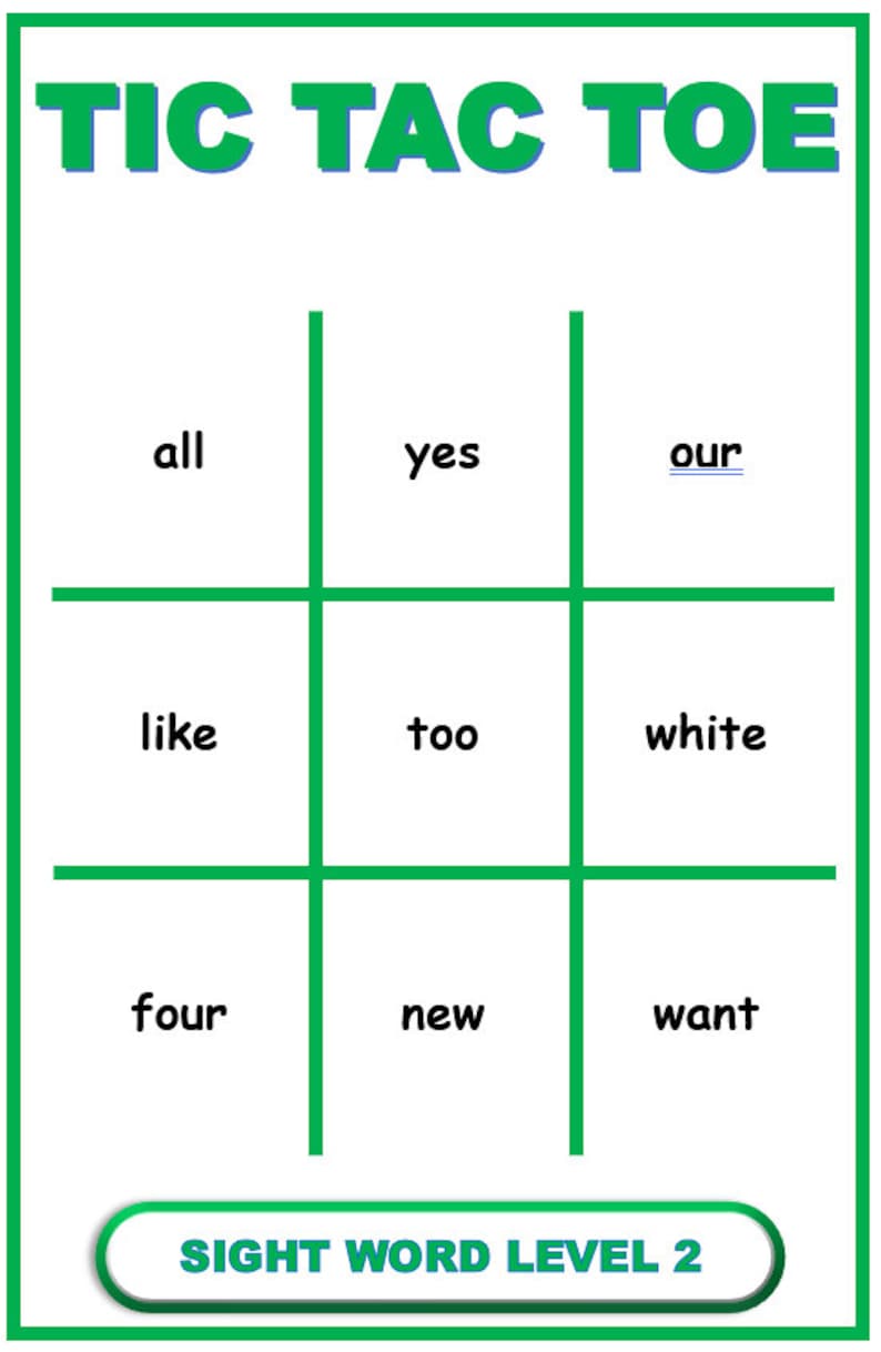 220 Sight Word Tic Tac Toe Game | Printable PDF | Dolch Words Levels 1 ...