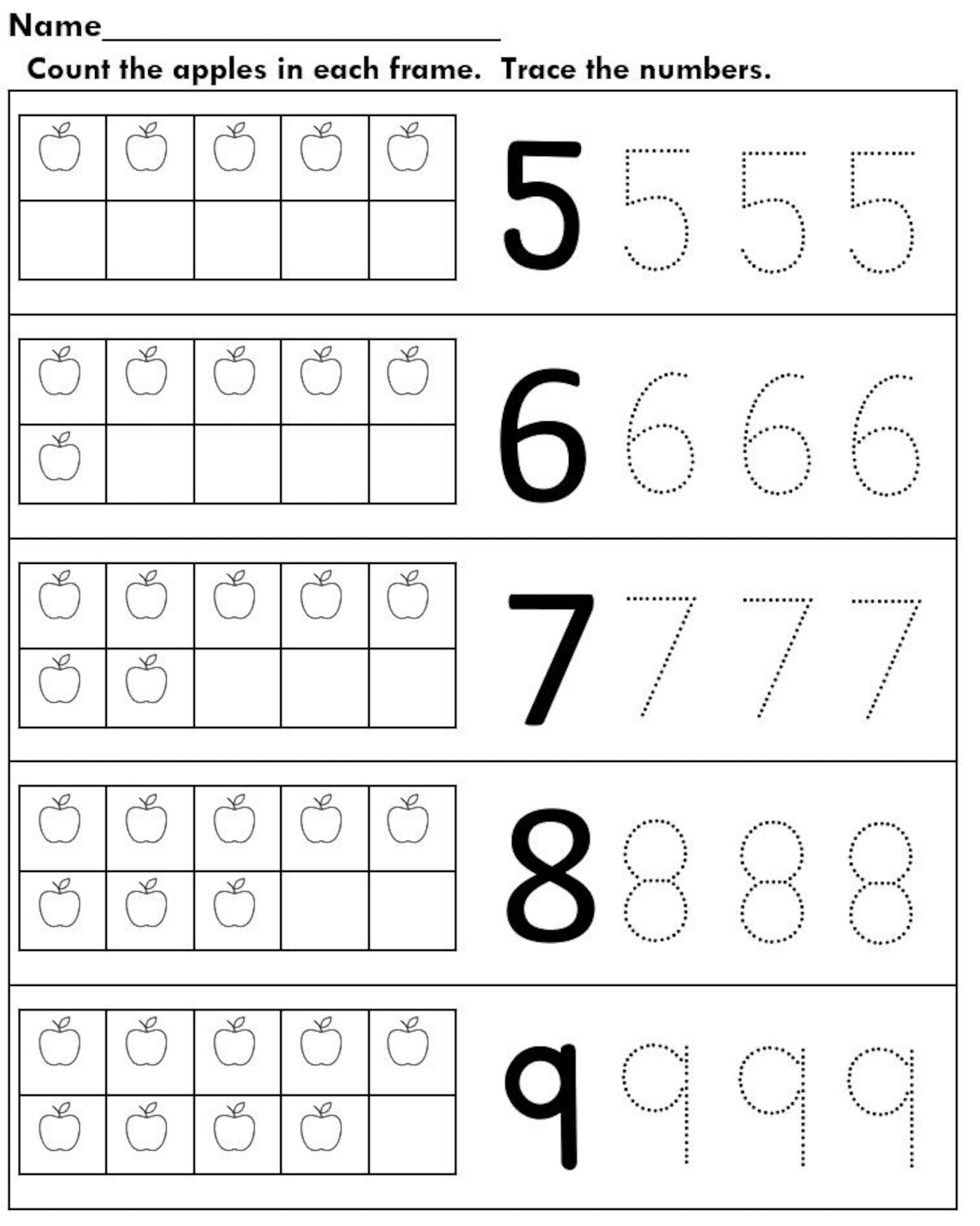 Numbers Preschool Printable Counting and Tracing Numbers Worksheets - Etsy