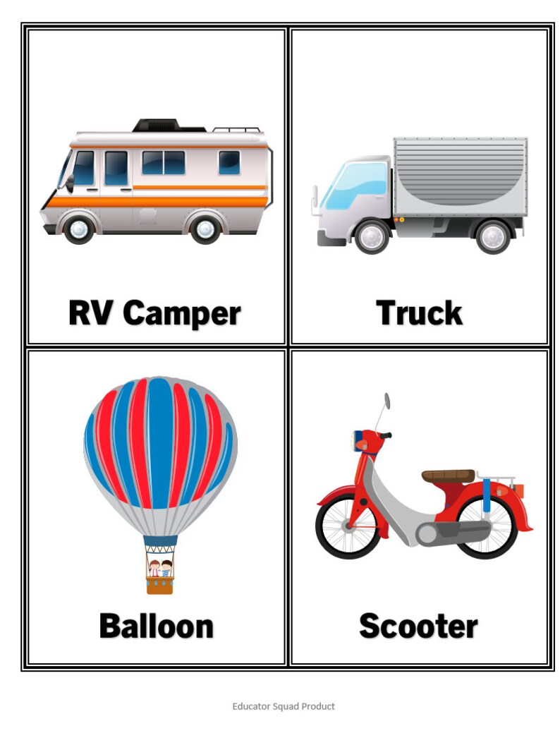 Transportation Preschool Flashcards - Etsy