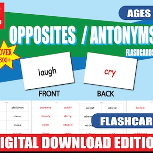 500+ Opposites & Antonyms Flashcards | Printable PDF | K–4 Learning ...