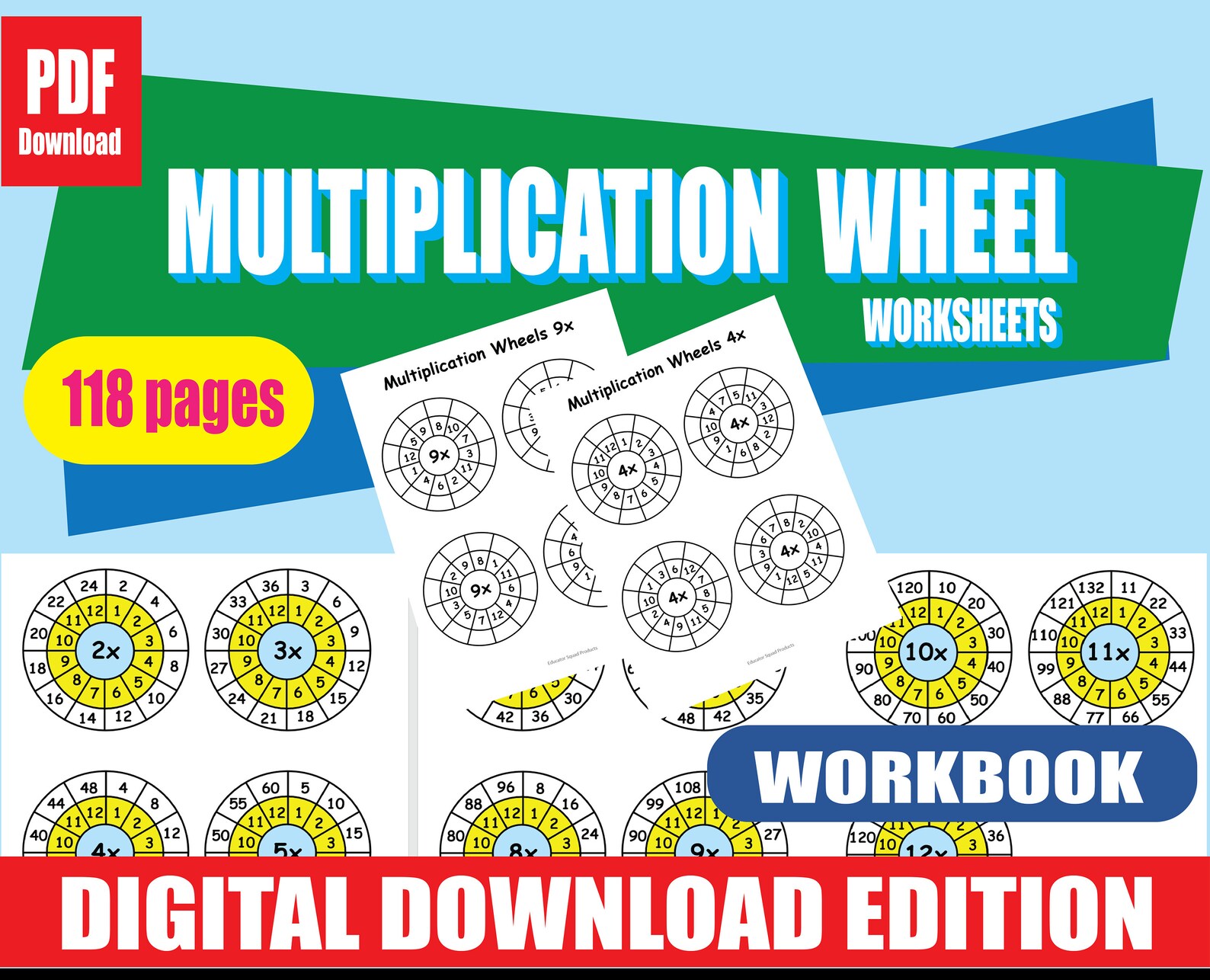 Multiplication Wheels Worksheets Times Table Wheels Etsy Multiplication Wheels Worksheets Times Table Wheels Etsy