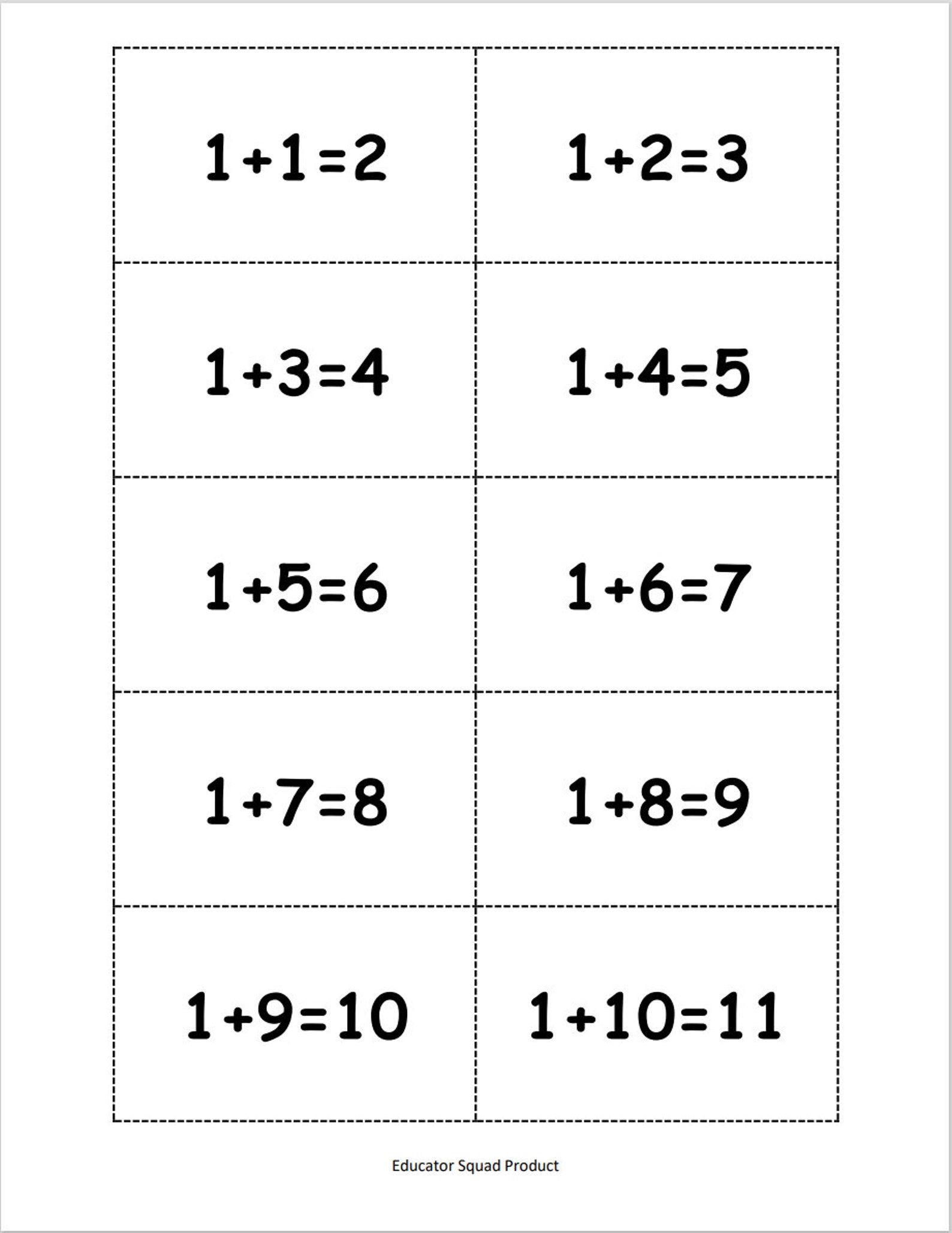 1 -10 Addition Facts | Flashcards Printable | Mastering Addition Facts ...