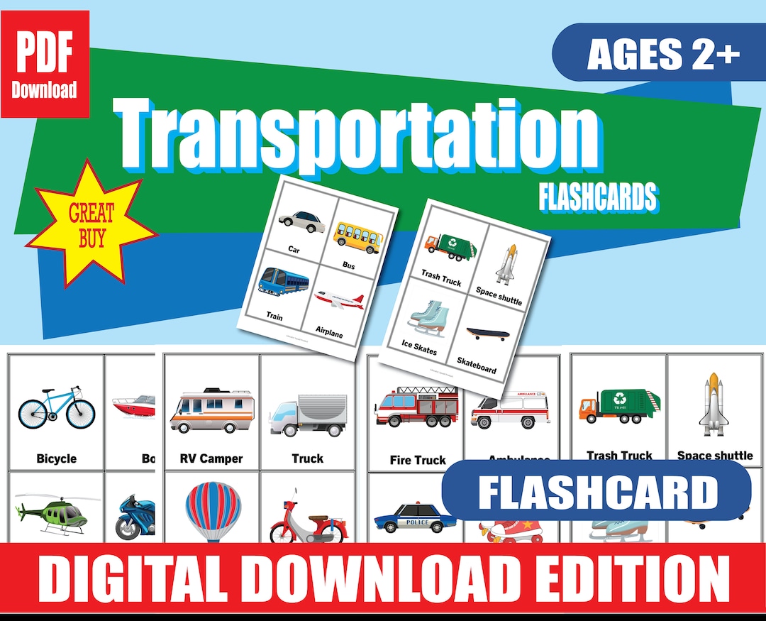 Transportation Preschool Flashcards - Etsy
