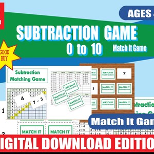 Matching Game Printable |100 Subtraction Flashcards | Memorize ...