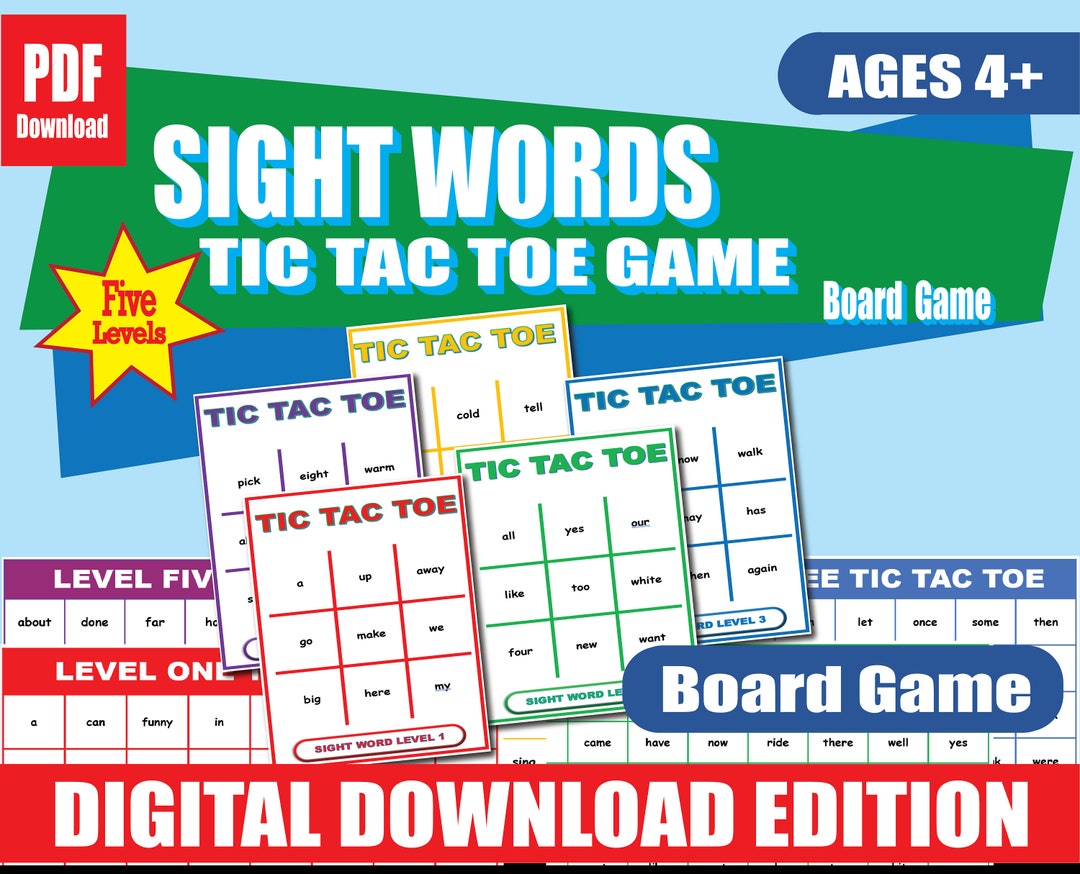 220 Sight Word Tic Tac Toe Game | Printable PDF | Dolch Words Levels 1 ...