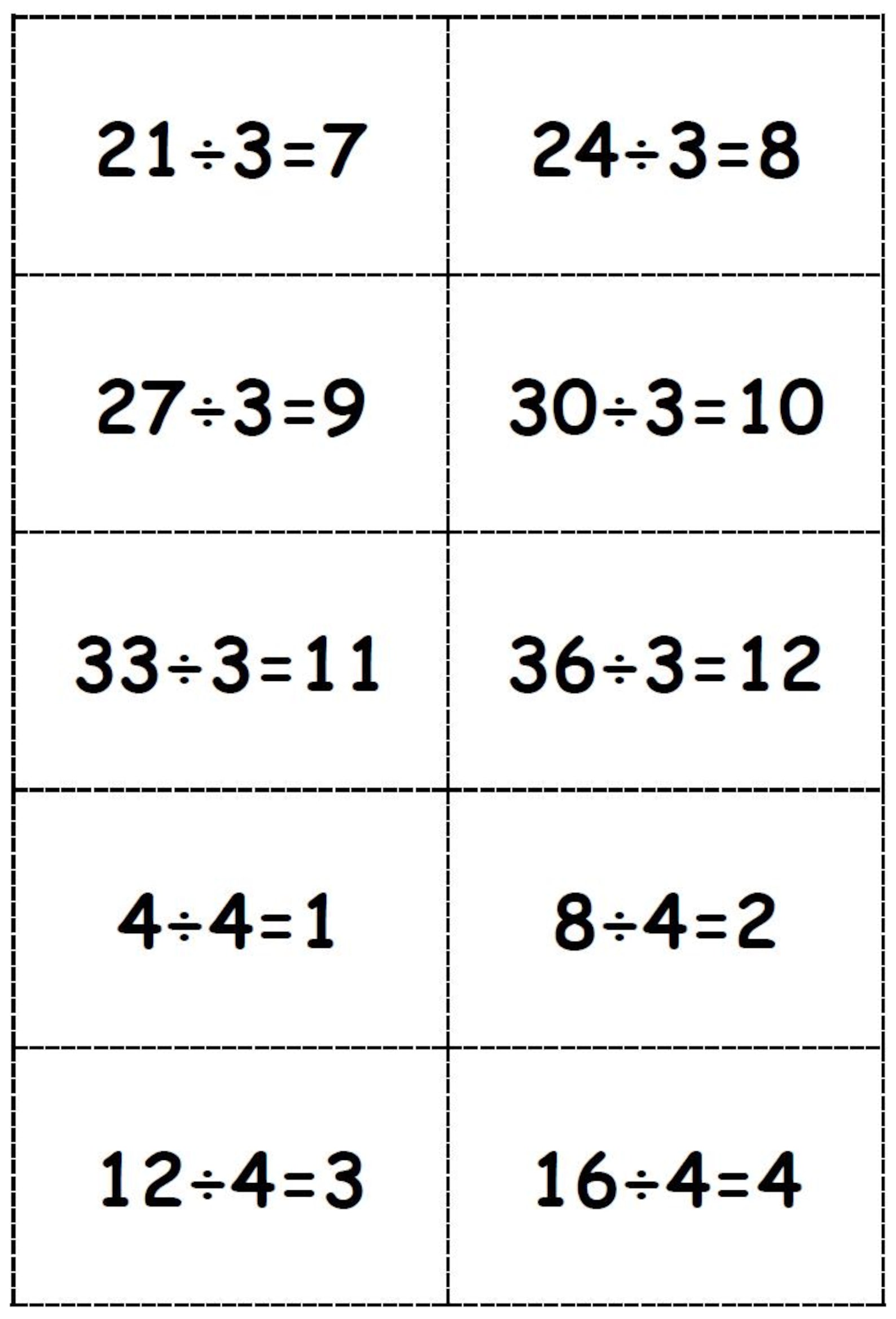 Printable Division Flashcards 1–12 | 144 Math Facts + Chart | Double ...