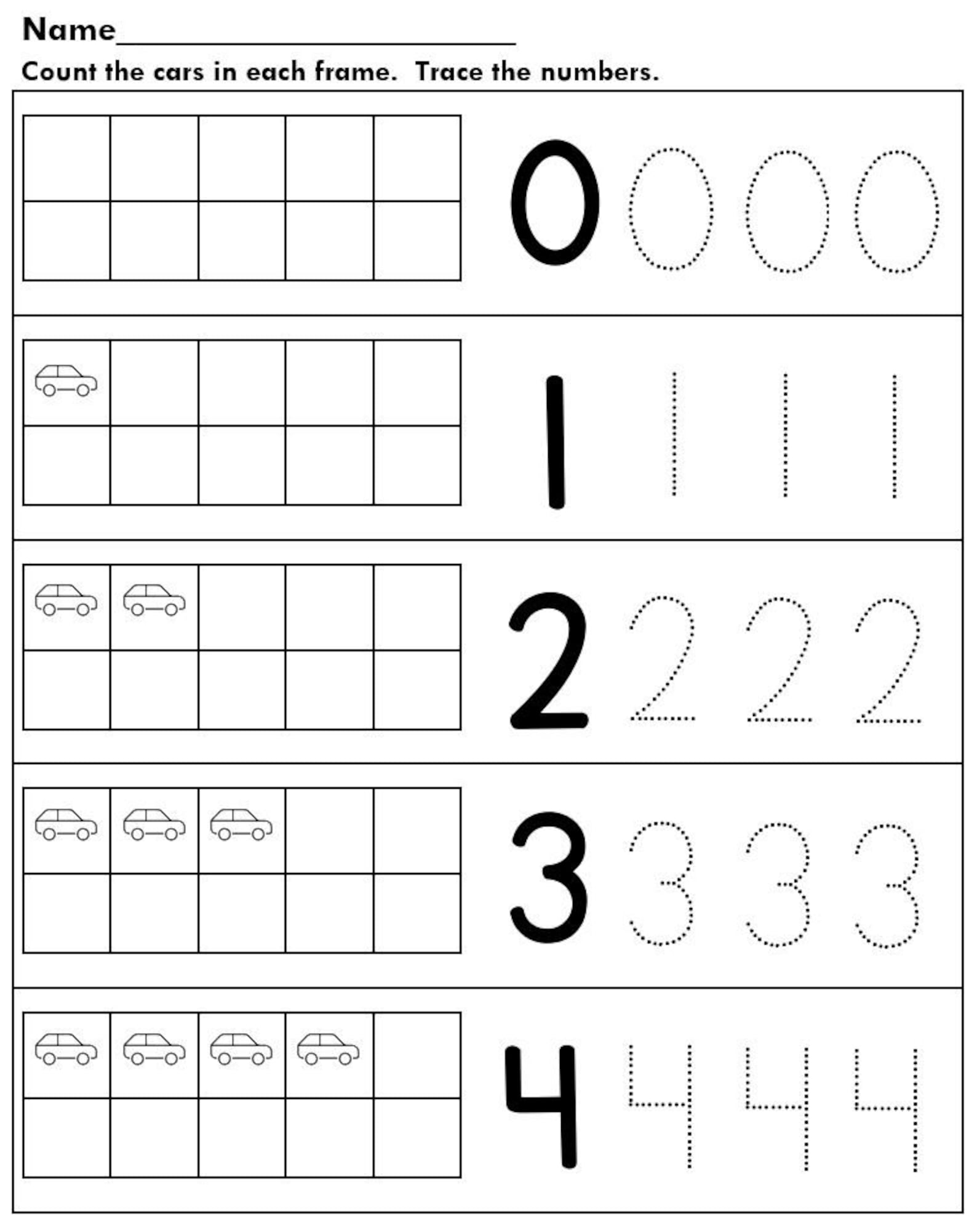 Numbers Preschool Printable Counting and Tracing Numbers Worksheets - Etsy