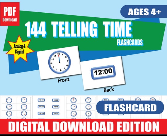 Telling Time Flashcards Printable | Etsy