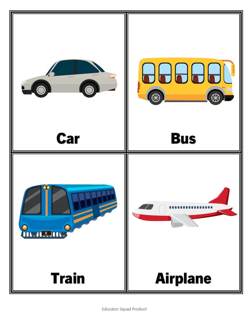 Transportation Preschool Flashcards - Etsy