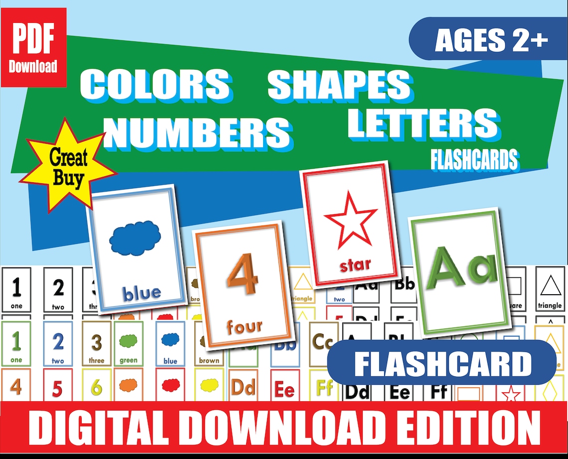 Preschool Flashcards Printable, Early Learner Printable Flashcards - Etsy