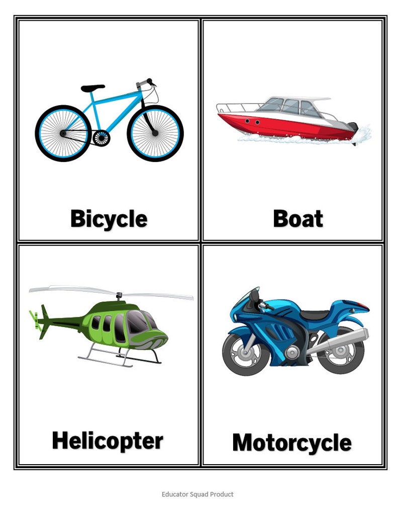 Transportation Preschool Flashcards - Etsy