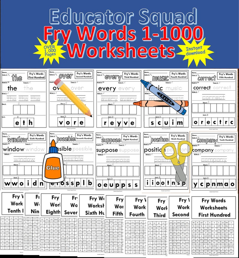 1,000 Sight Words Mega Workbook K–5 | 1,000+ Pages Fry and Dolch | High ...