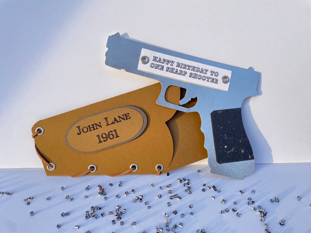 Gun Birthday Card And Personalized Holster Unique Handmade Birthday Card For Hunters