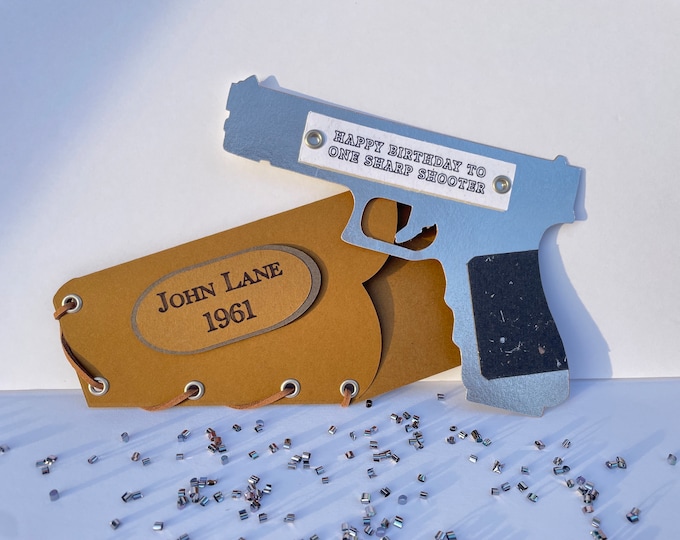 Gun Birthday Card And Personalized Holster Unique Handmade Birthday Card For Hunters