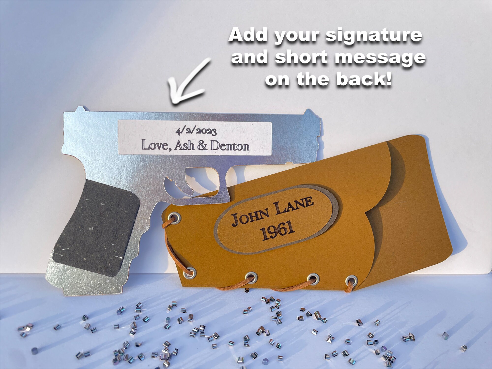 Gun Birthday Card and Personalized Holster, Unique Handmade Birthday ...