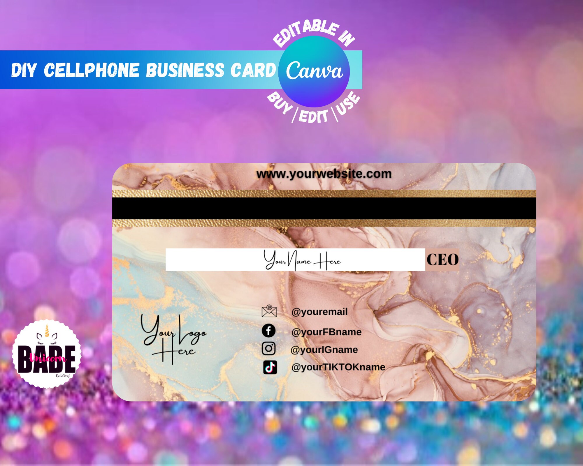 DIY Marble Credit Card Business Card - Credit Card Business Card ...