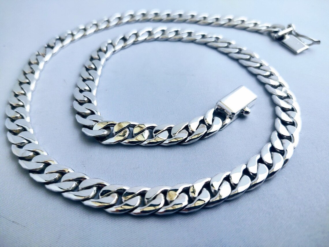 Sterling silver chain .925 Cuban Link Handmade | Etsy