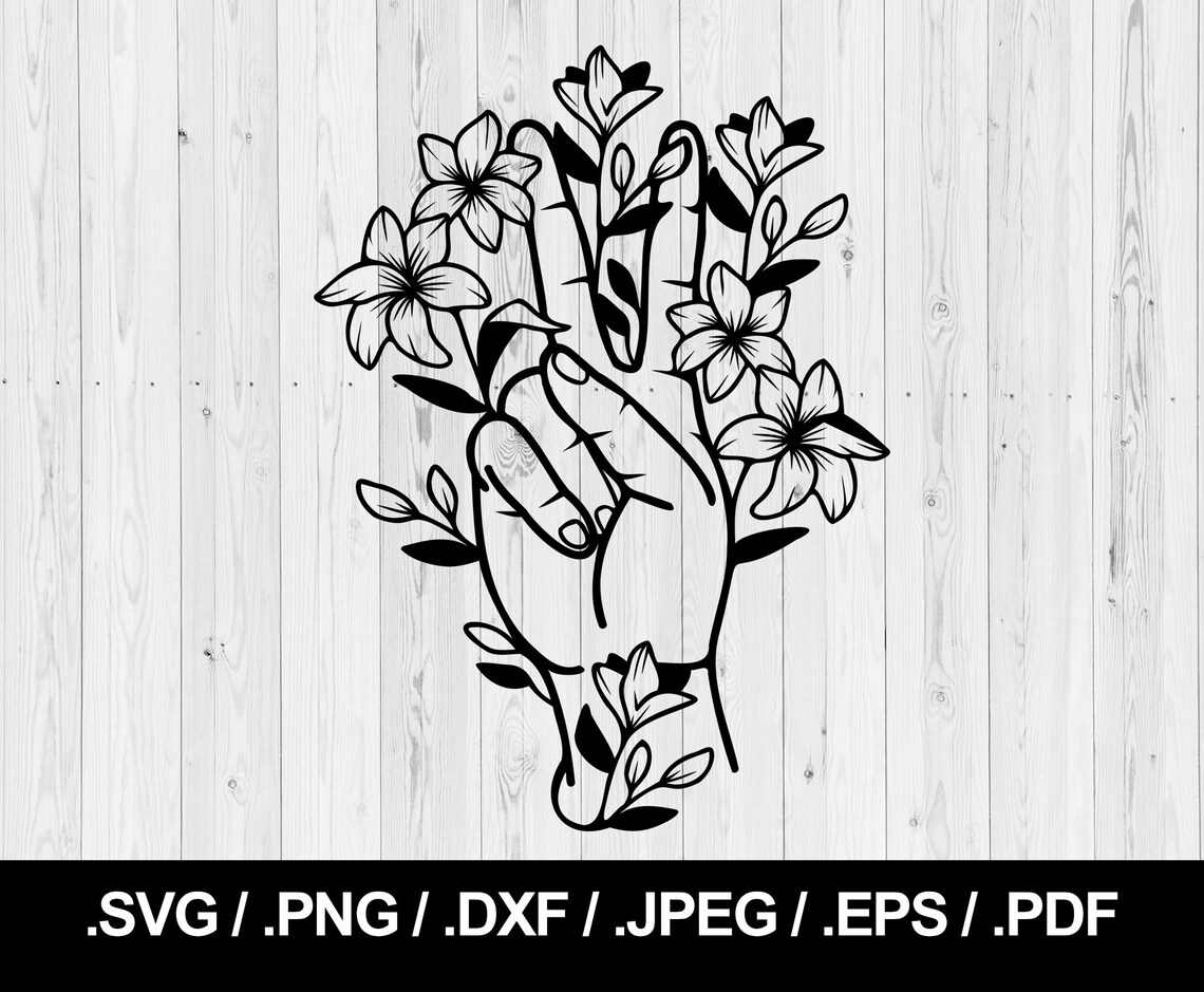 Peace Sign With Flowers Split SVG PNG JPEG Eps Ai Pdf and - Etsy