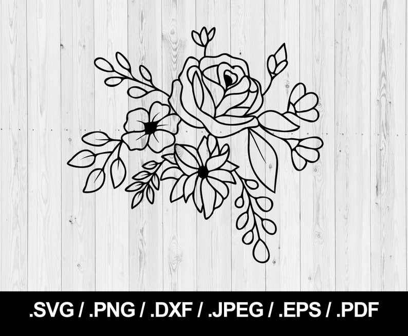 Bouquet de fleurs SVG PNG JPEG eps ai pdf et dxf. - Etsy France