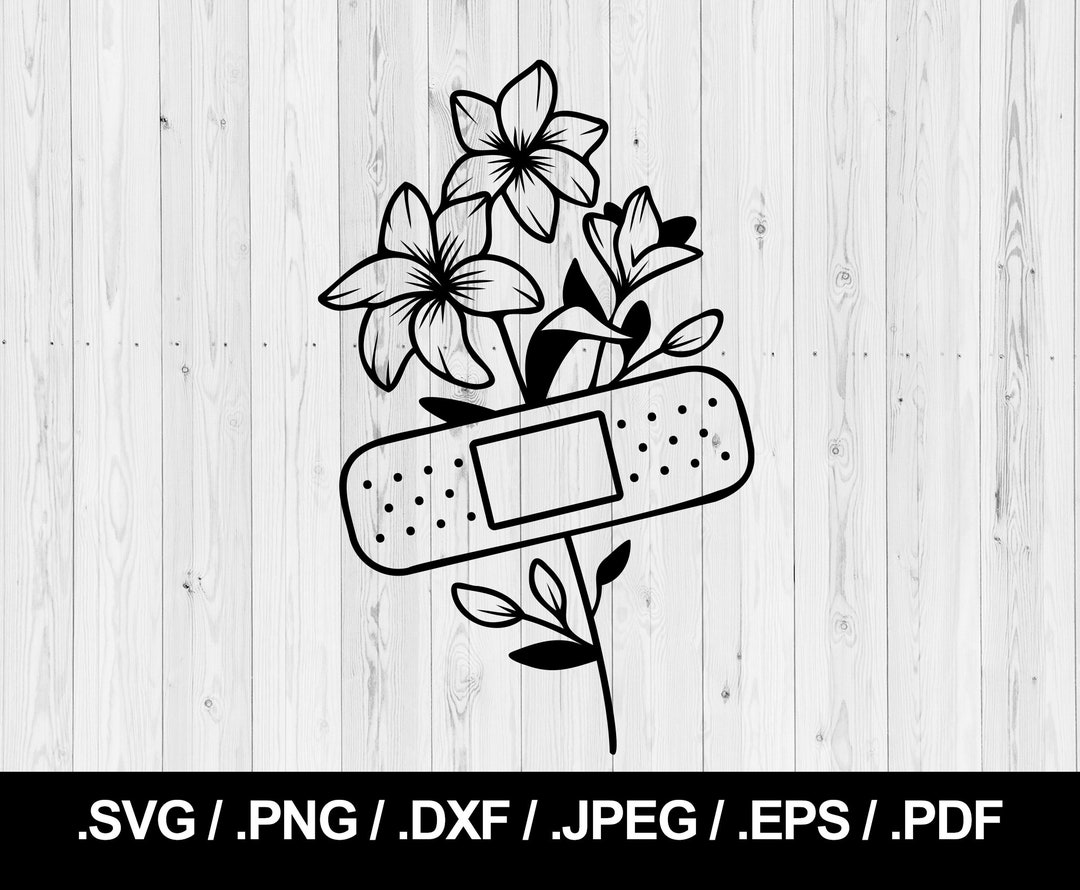 Band-aid With Flowers PNG, JPEG, Eps, Ai, Pdf and Dxf. Instant Download ...