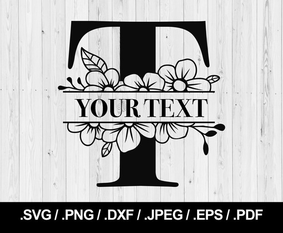 Flower Split Letter T. Floral Letter SVG PNG JPEG Eps Ai - Etsy UK
