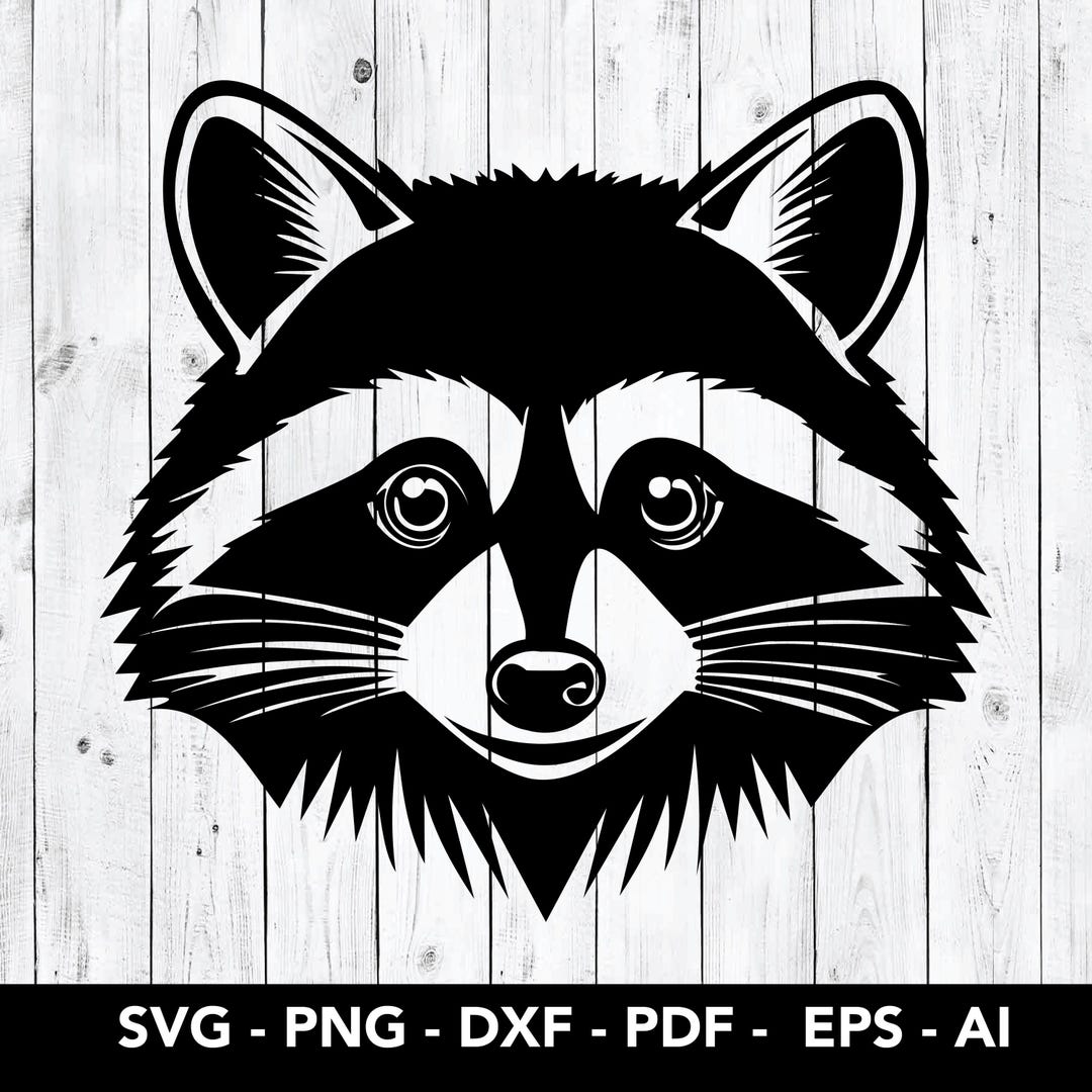 Raccoon Face Svg File, Png, Eps, Ai, Pdf and Dxf. Instant Download - Etsy