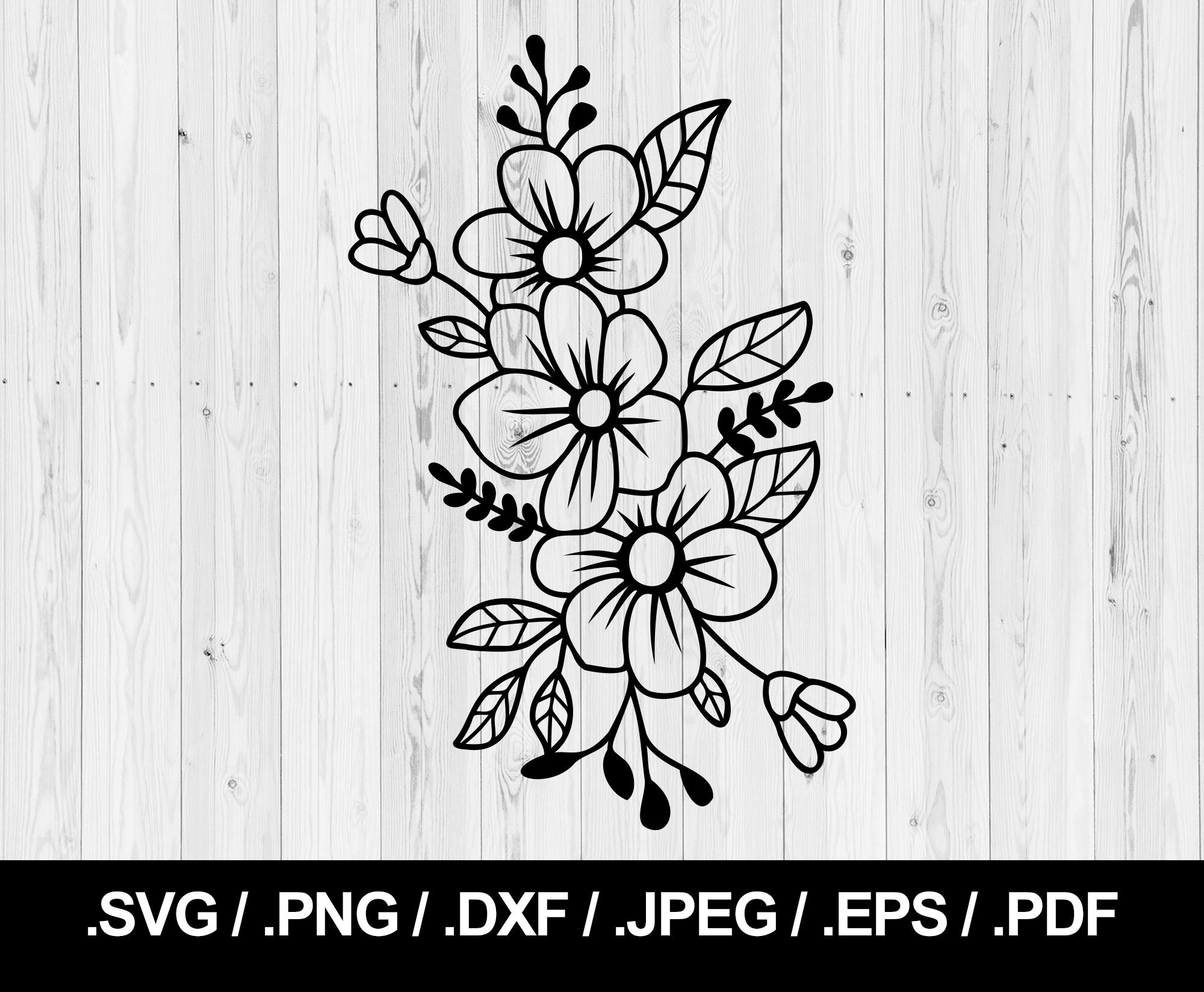 Flower Trio SVG Flower Bouquet PNG JPEG Eps Ai Pdf and - Etsy Canada