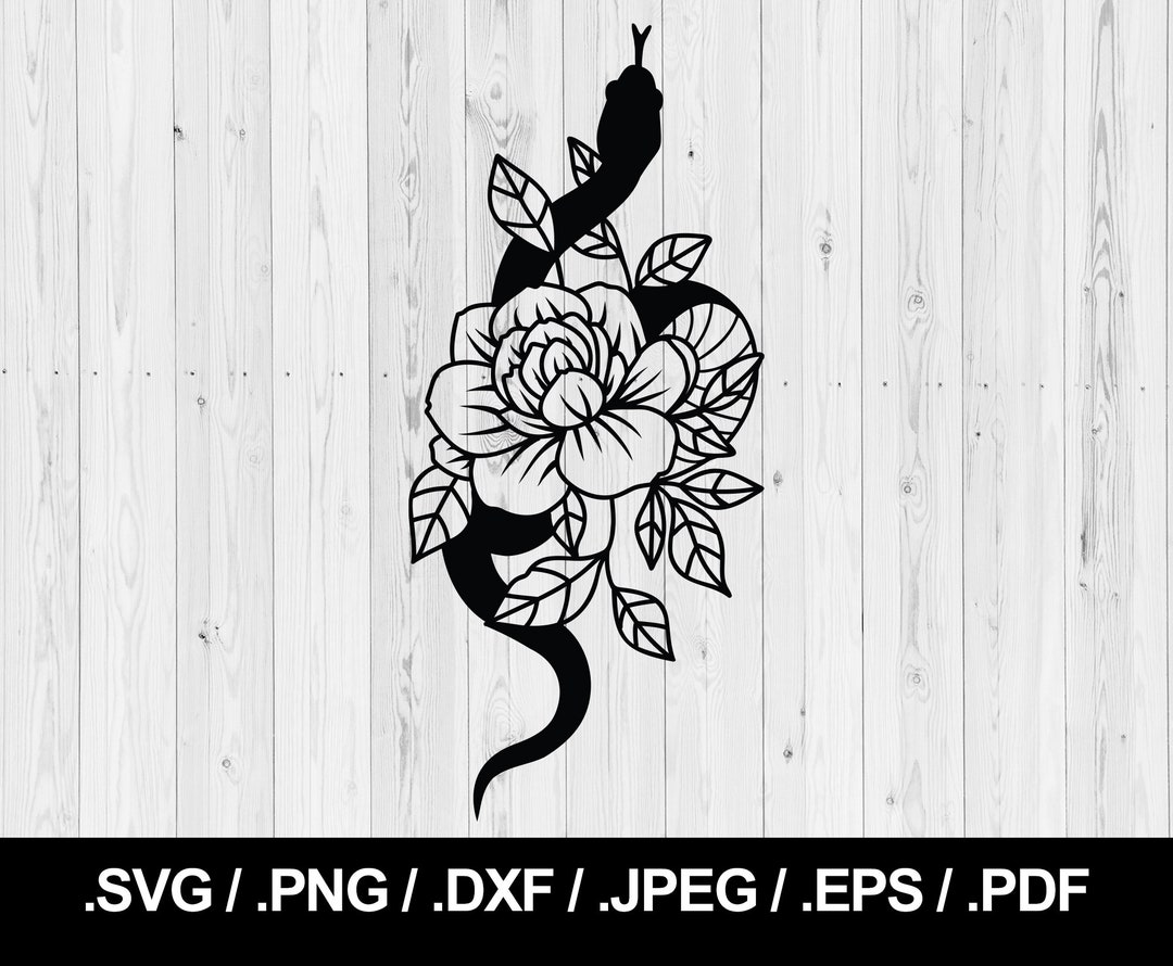 Snake With Flowers SVG! PNG, JPEG, Eps, Ai, Pdf and Dxf. Instant ...