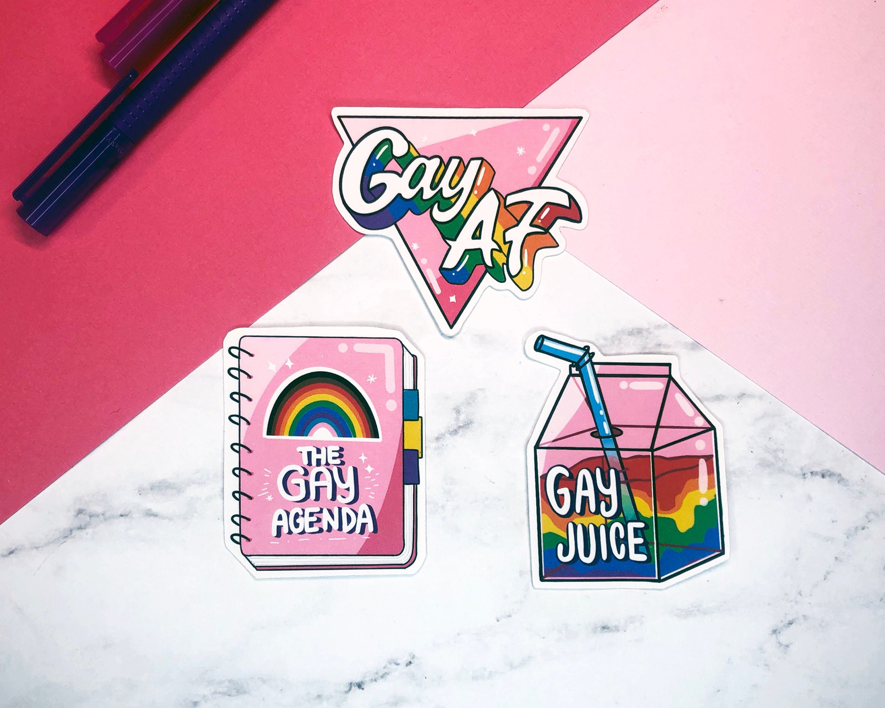 3-pc LGBT Sticker Set | Gay Juice | Gay AF | Gay Agenda | Planner ...