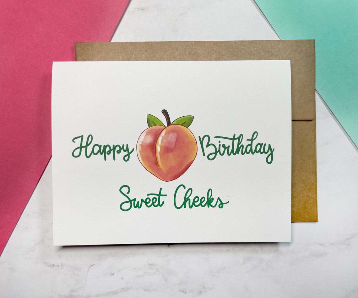 Happy Birthday Sweet Cheeks Funny Greeting Card Cheeky - Etsy New Zealand