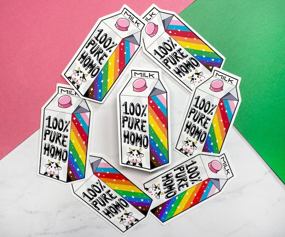 100% Pure Homo Milk LGBT Sticker Laptop Ipad Water Bottle - Etsy Canada
